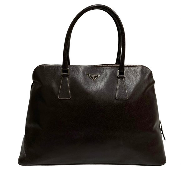 Prada | Bags | Prada Triangle Logo Metal Fittings Leather Genuine ...